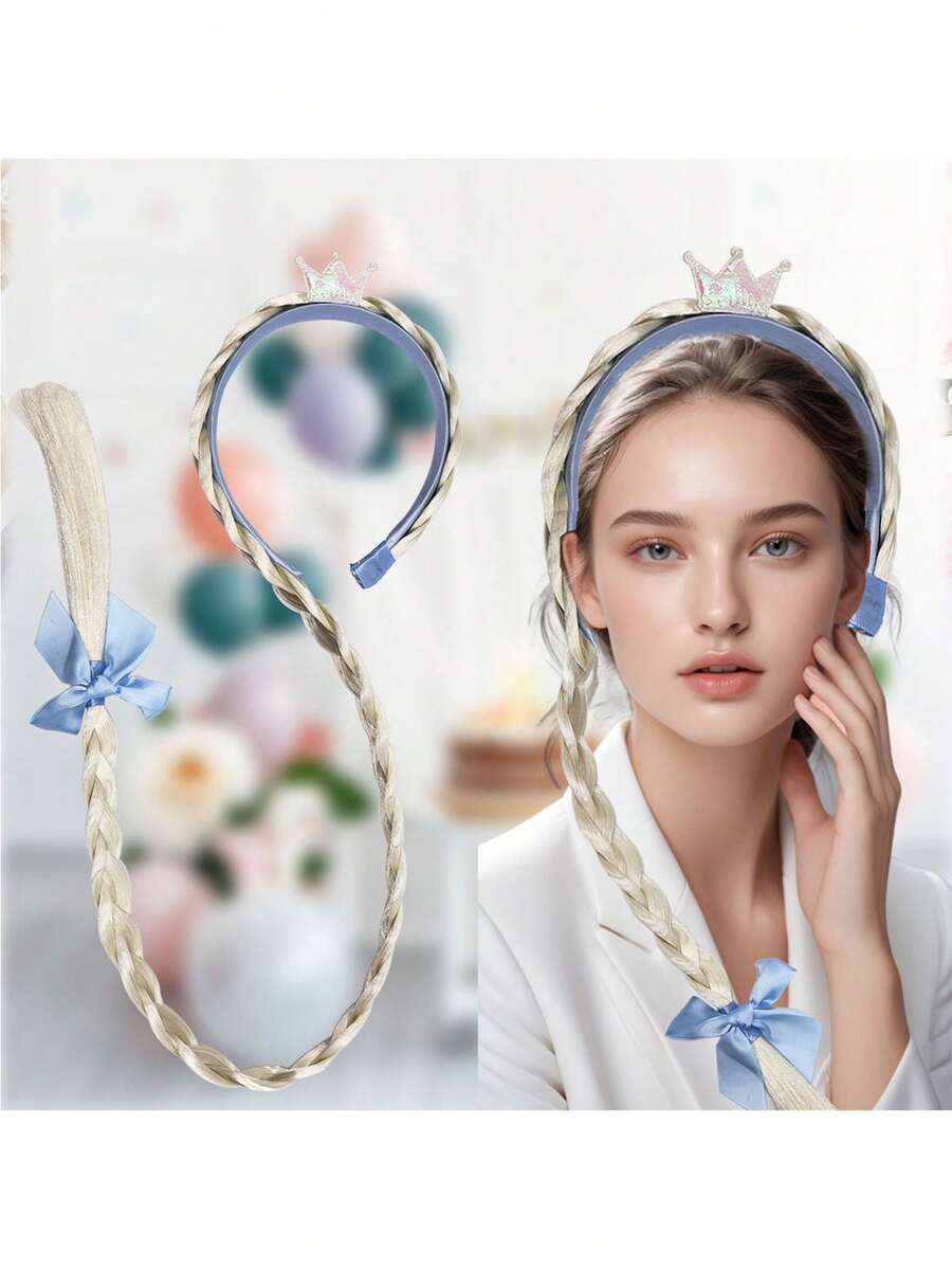 Frozen Princess Wig Braid Headband Costume Accessories, Cosplay Theme ...