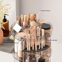 360 Rotating Makeup Organizer With Lipstick Slots, DIY 8 Adjustable ...
