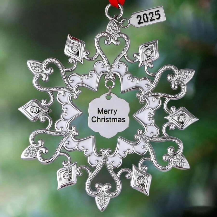 Christmas Tree Ornaments Snowflake Dated 2025, Metal Christmas ...