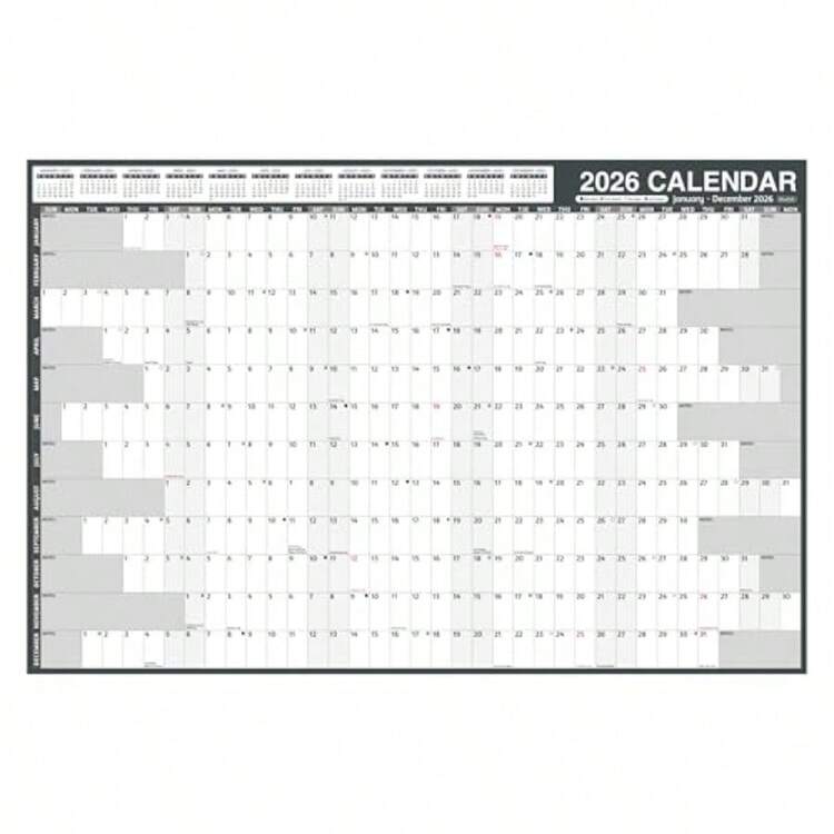 2026 Yearly Wall Calendar - Large Yearly Calendar 2026 Jan 2026 - Dec ...