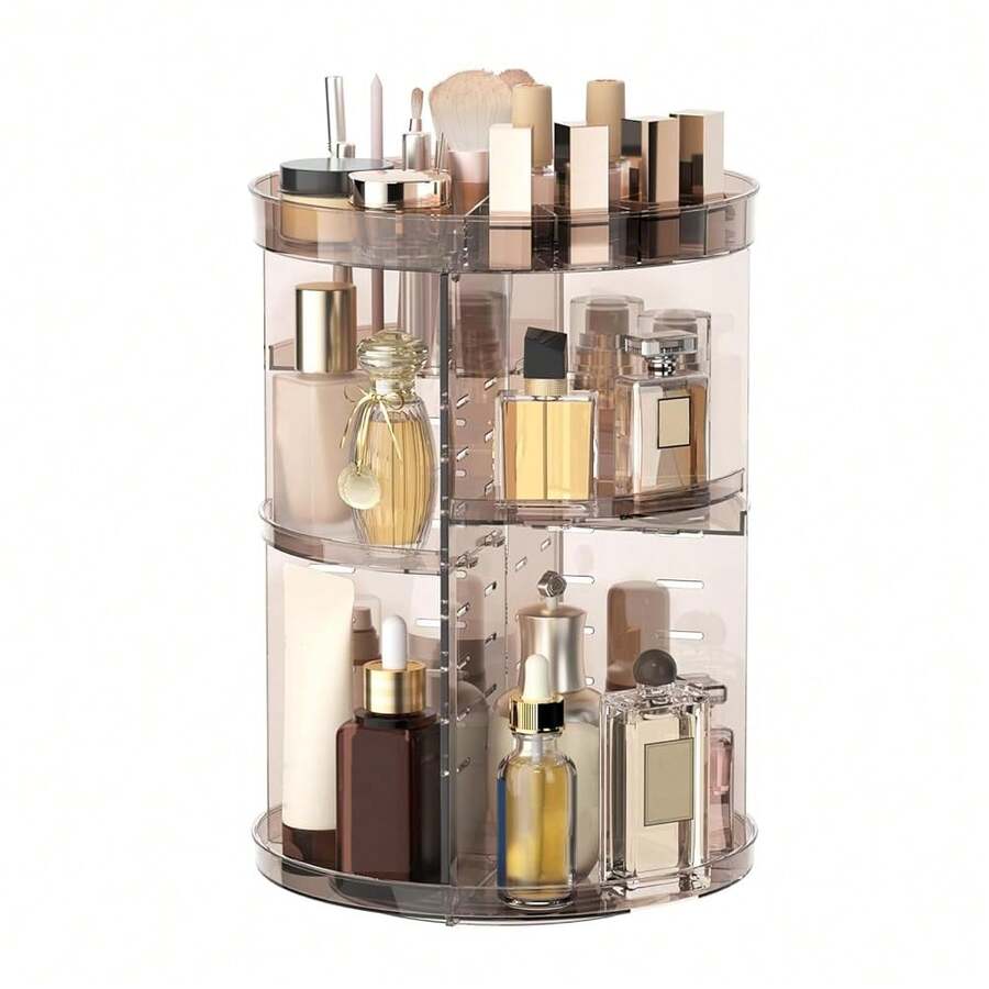 360 Rotating Makeup Organizer With Lipstick Slots, DIY 8 Adjustable ...