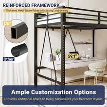 Allewie 72 Inches Tall Loft Bed Twin Size With Ladder And Safety ...