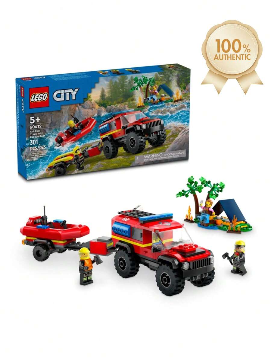 LEGO City 60412 4x4 Fire Truck With Rescue Boat – Off-Road Fire Rescue ...