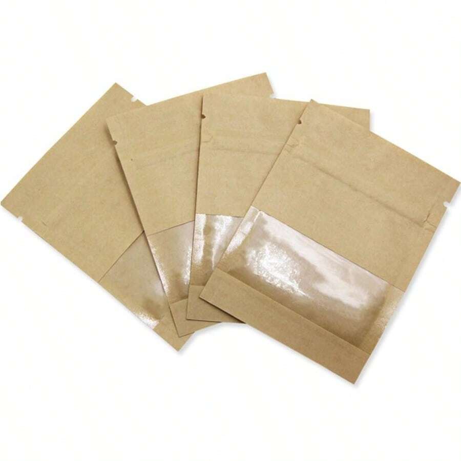 50 Pcs 3 Sizes Clear Ow Kraft Pr Realable Bag Ed Packets Small Coin ...