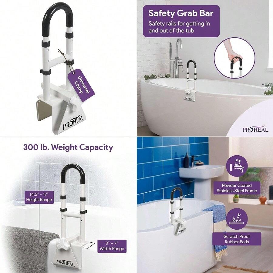 Bathtub Grab Bar For Seniors And Fall Risk Patients Safety Handle Rail ...