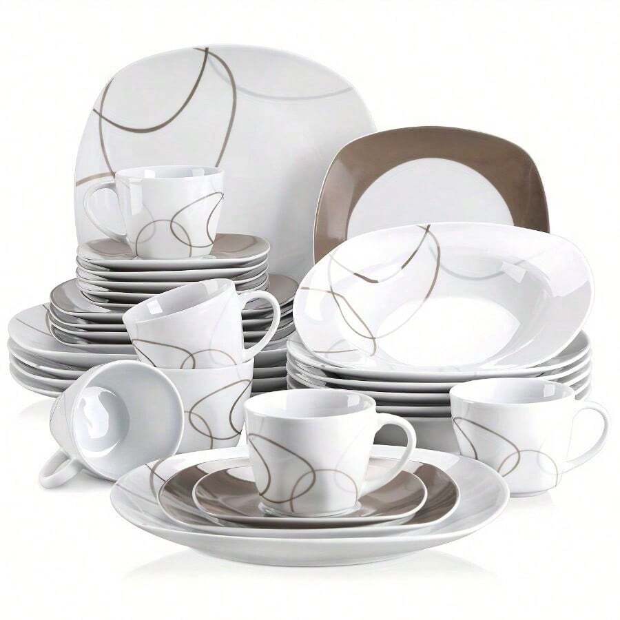 30-Piece Dinnerware Sets Service For 6 Dinner Plates Dessert Plates ...