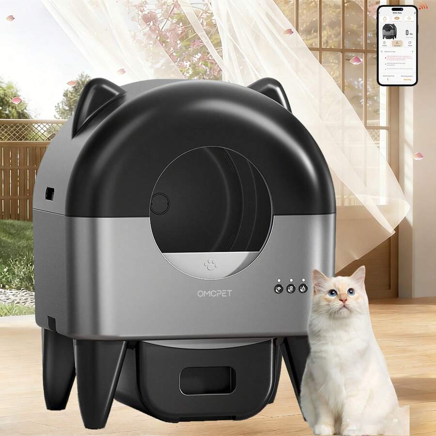 OMCPET Caja de arena automática para gatos, robot autolimpiable, gran ...