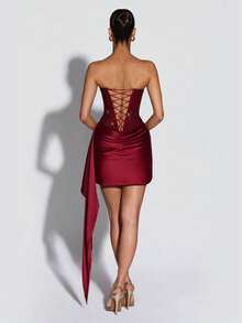 Elegant Short Spaghetti Strap Bodycon Mini Dress, Pleated Summer Party ...