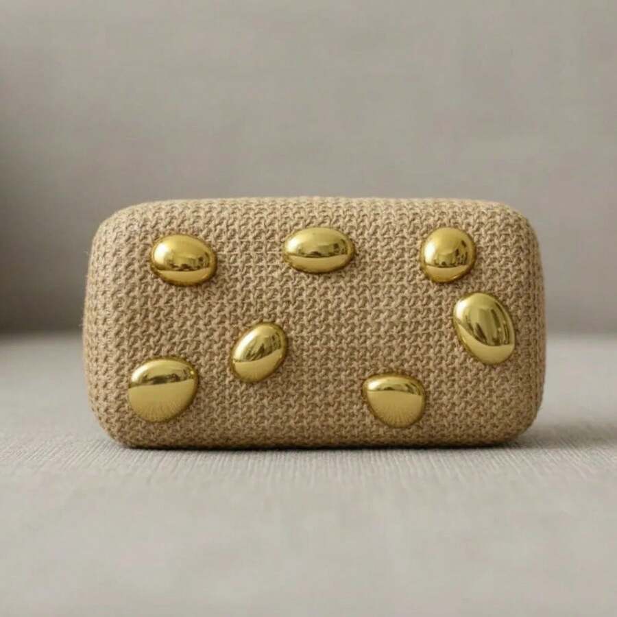 Clutch Bag For Parties, Straw, With Appliqué, For Weddings, Nightclubs ...