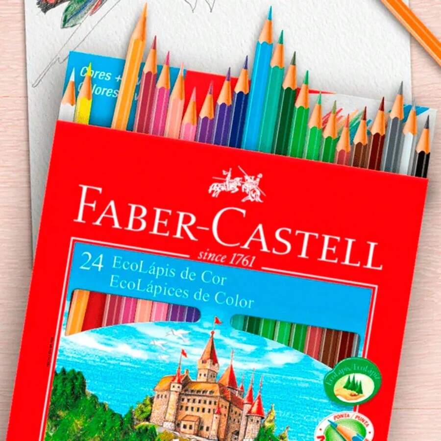 Faber-Castell 24-Color Colored Pencil Set For School Drawing And ...