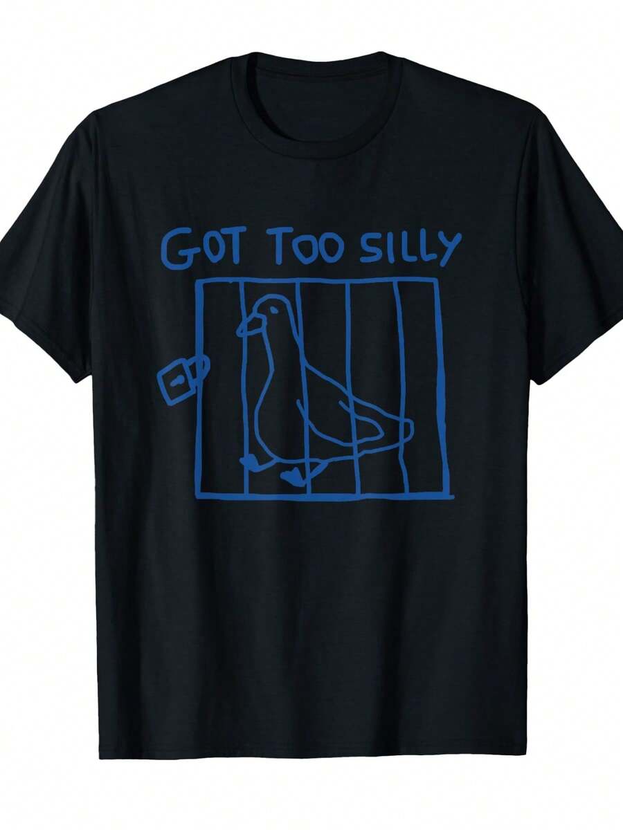 Funny Silly Goose Lover Mugshot Meme Got Too Silly T-Shirt (2) | SHEIN USA