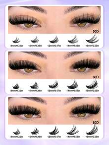 640PCS Individual Clusters50D+60D+80D , All-In-One Set With Lashes ...