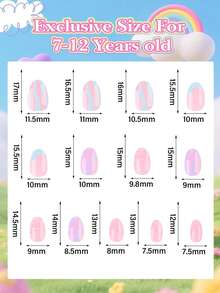 EBANKU 26pcs Press-On Nails, 1 Pack Kids Fake Nails Set, Suitable For ...
