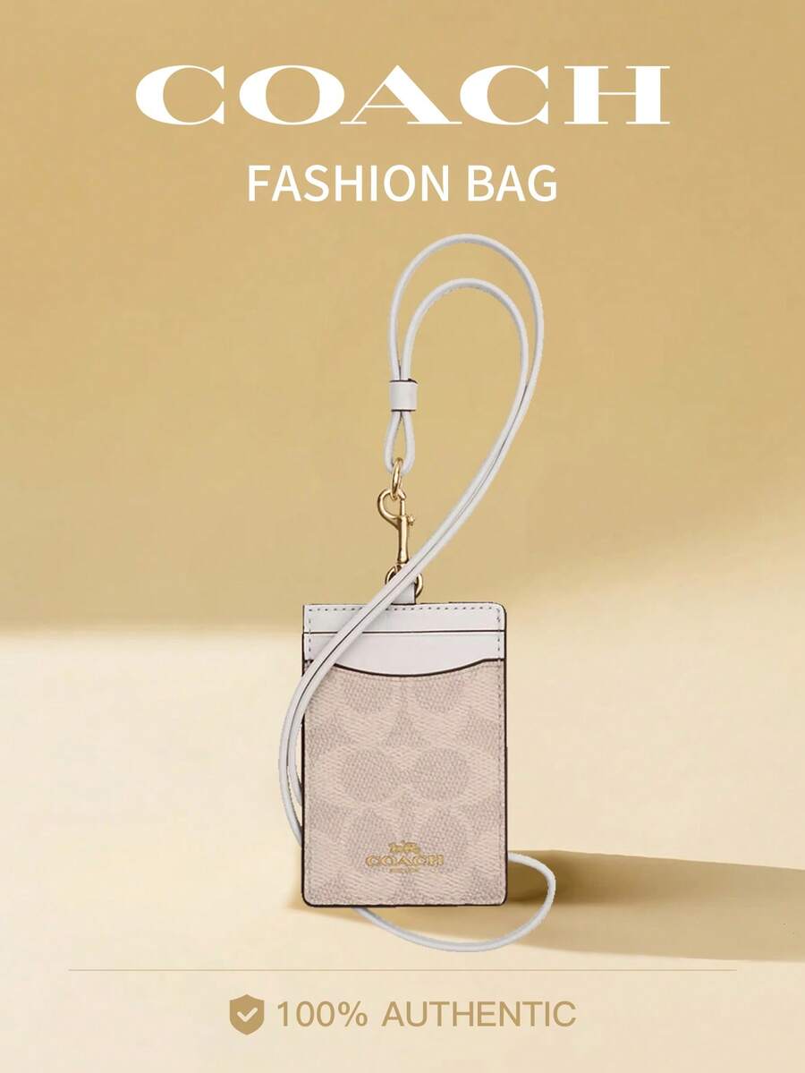 Coach Vertical Leather ID Badge Card Holder With Clear ID Window Credit ...