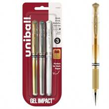 Uniball Signo Gel Impact Pens Bold Point 1.0mm Assorted Metallic 3 Pack ...