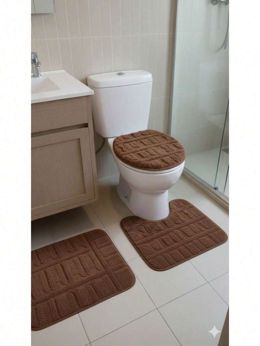 3-Piece Bathroom Rug Kit, Fluffy, Easy To Wash | SHEIN ITALIA
