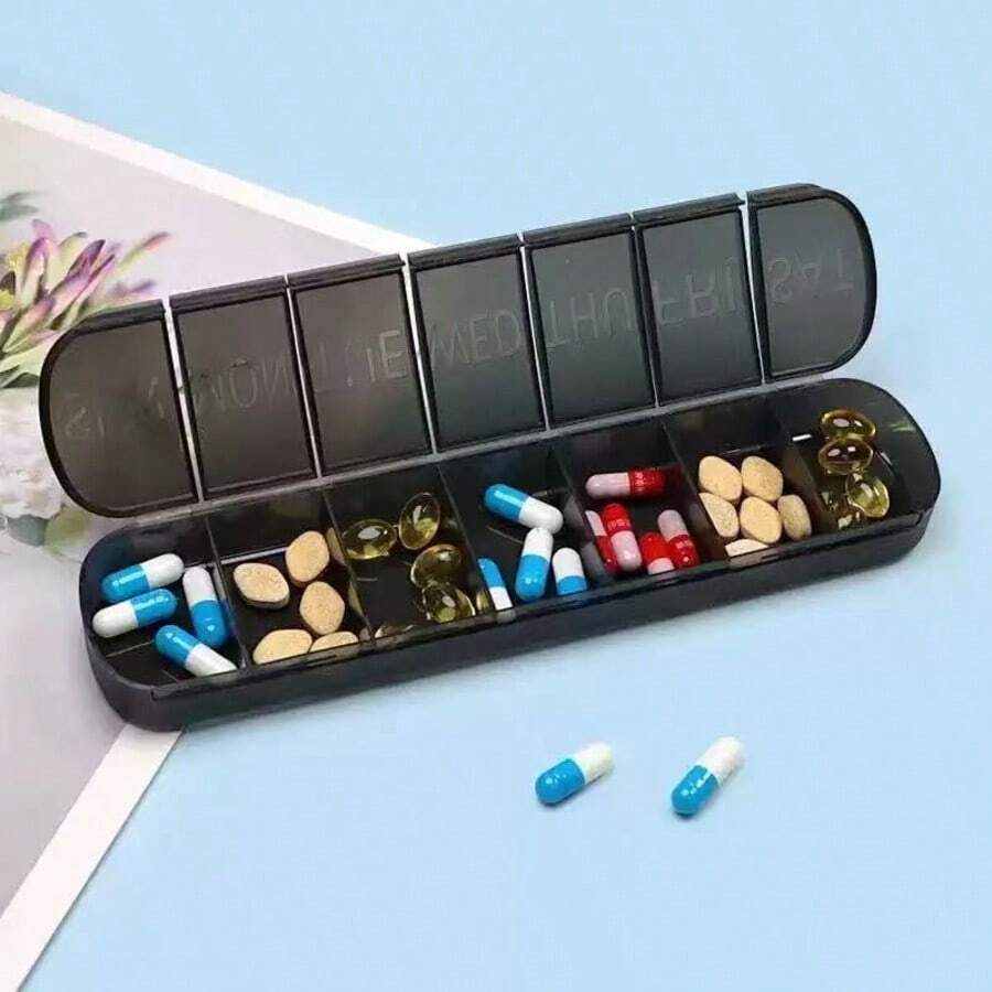 1pc 7-Day Weekly Pill Organizer, Travel Medication Box With 7 ...