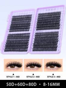 640PCS Individual Clusters50D+60D+80D , All-In-One Set With Lashes ...