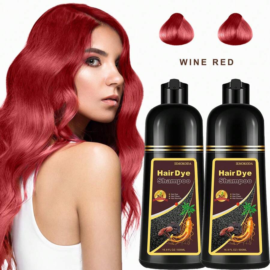 FVQUHVO Hair Dye 500mL 2-Pack, Black Hair Dye Shampoo 3 In 1,Argan ...