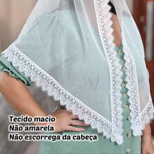 Medium Guipure Lace Veil With Floral Applique, Round Pointed Edge ...