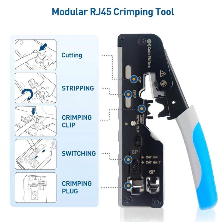 Cable Matters All-In-One Modular Ethernet Crimping Tool Cat 8 (Cat5 ...