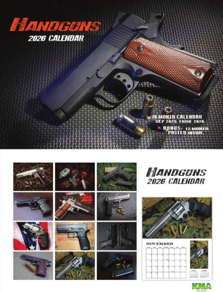2026 Handguns Wall Calendar With Poster, 16 Months 2025-2026 Pistol ...