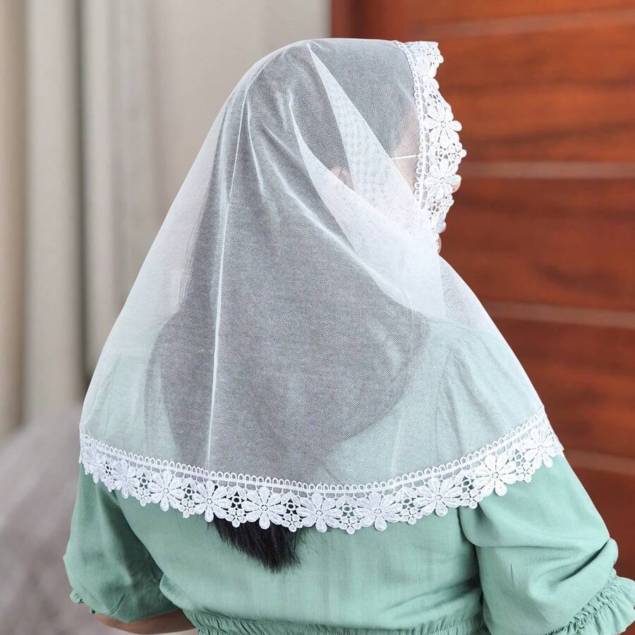 Medium Adult Guipure Lace Veil, Round Pointed (Zhara) - Christian ...