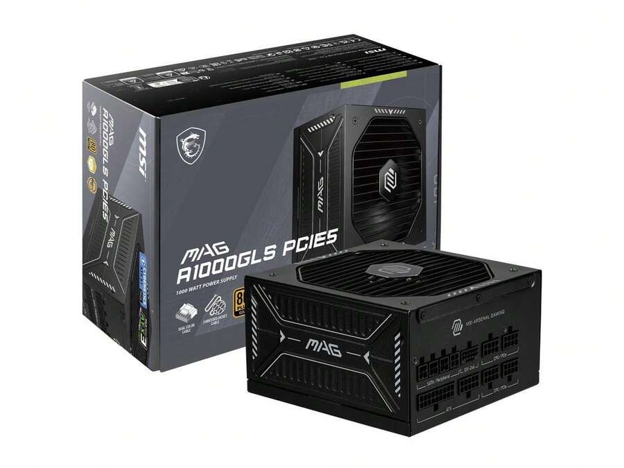 MSI MAG A1000GLS PCIE5, Fully Modular Compact Gaming 1000W Power Supply ...