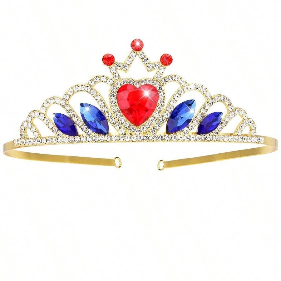 Birthday Crown And Tiara Women, Red And Blue Princess Crown Headband ...