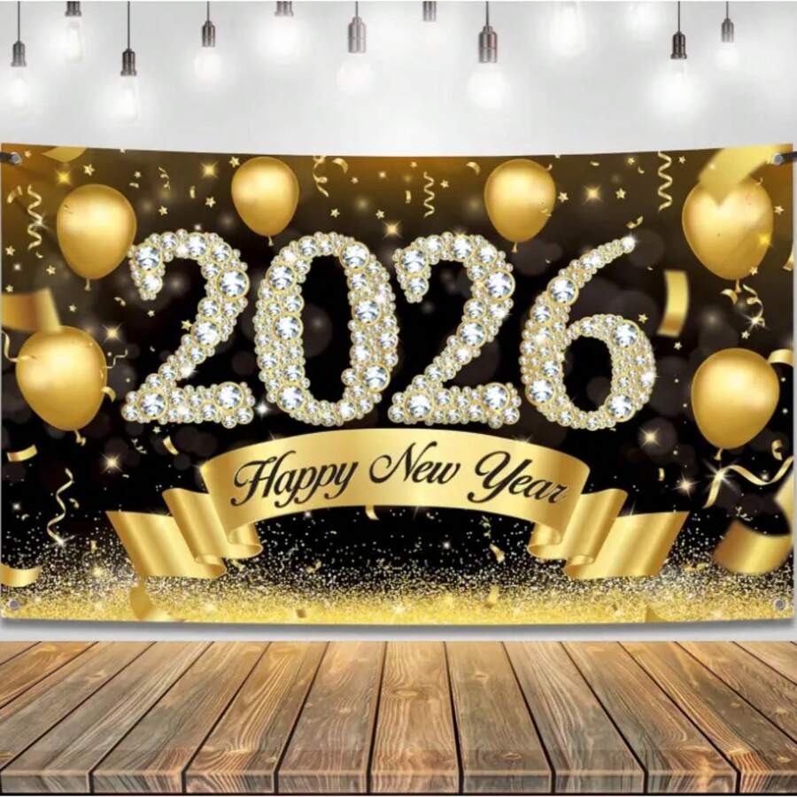 Happy New Year Banner 2026 - 72x44 Inch New Year Backdrop For Happy New ...