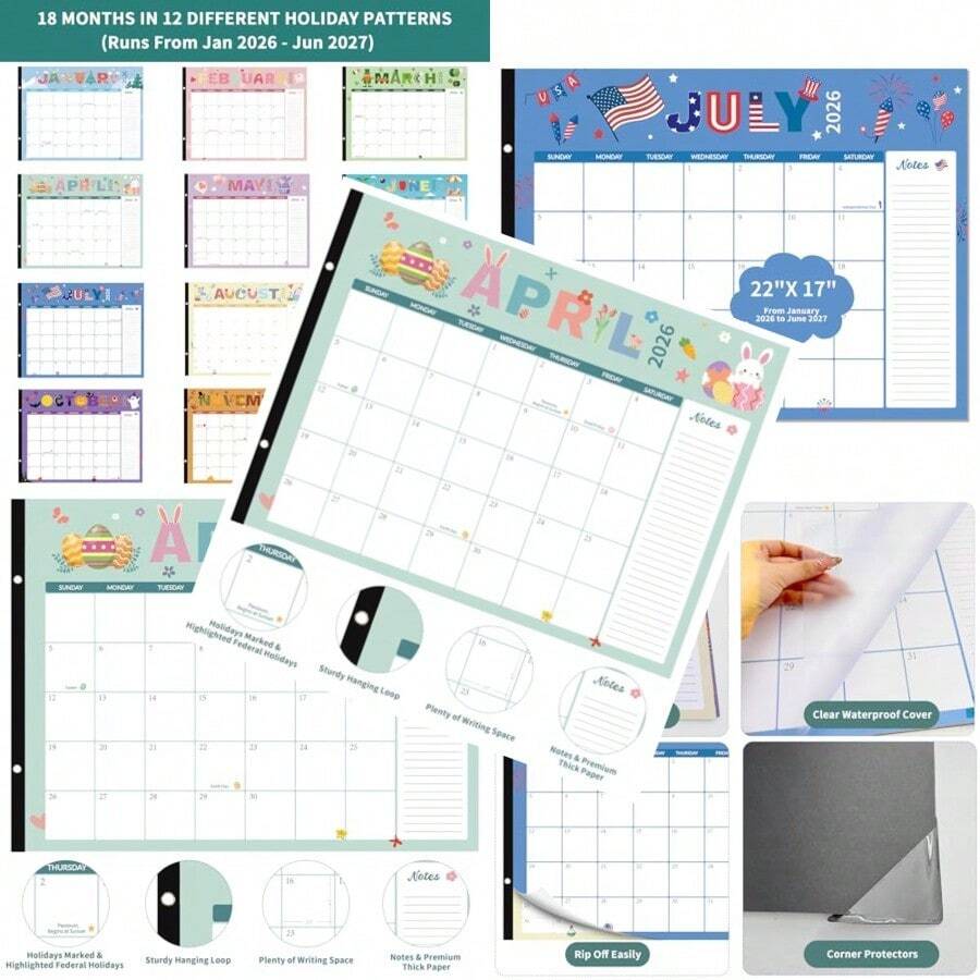 Desk Calendar 2026 18 Months 2026 Desk Calendar Large 22x17 Jan. 2026 ...