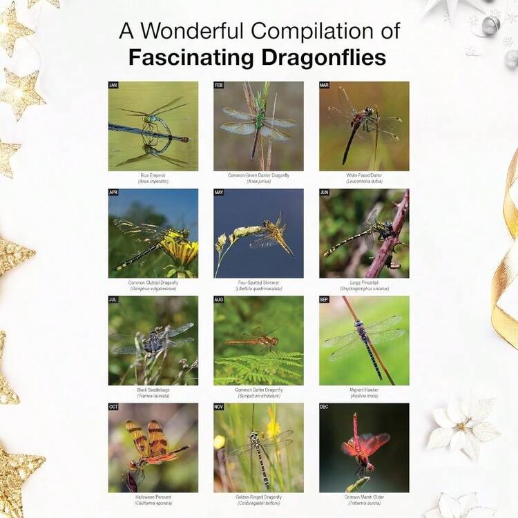 Dragonflies 2026 Wall Calendar 12 Month 12x 24 Open Thick Sturdy Paper ...