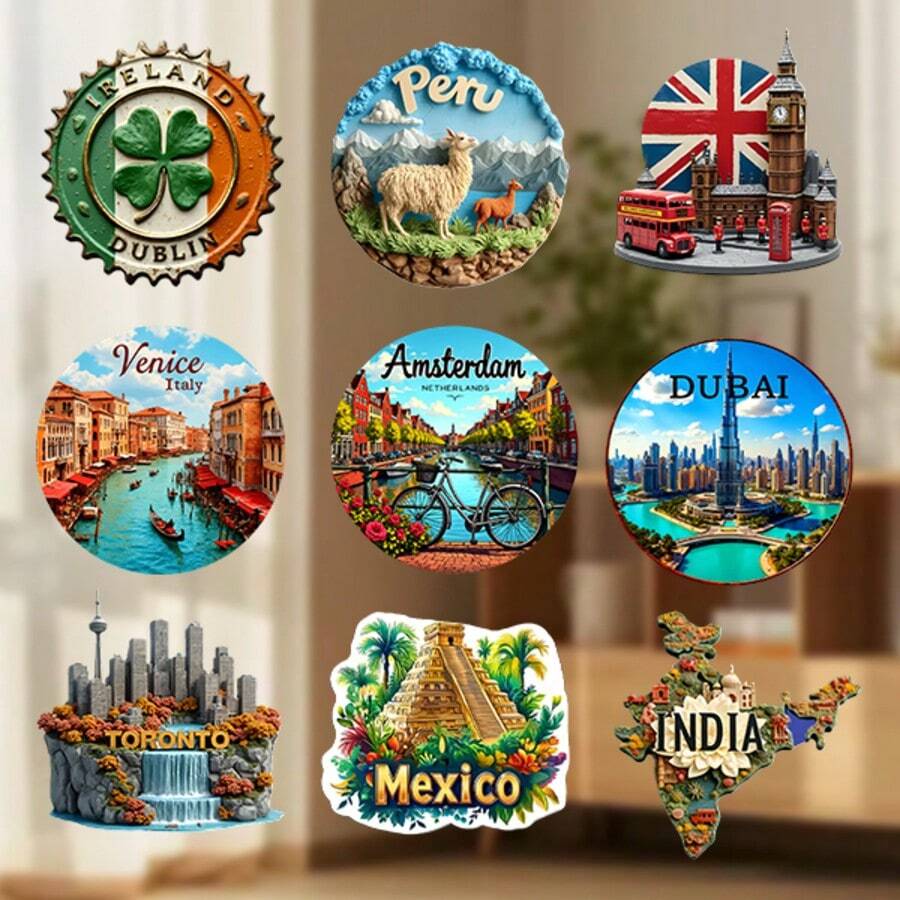 Vintage Travel Art Refrigerator Magnets From Scotland, Dubai, India ...