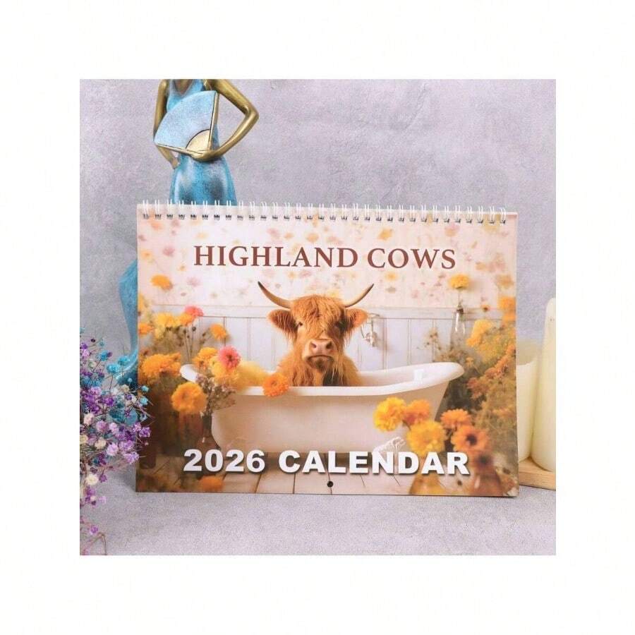 Highland Cow Calendar 2026 Rustic Farmhouse W Art And Monthly Planner ...