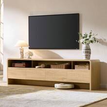 AMERLIFE 70 Modern TV Stand TVs Up To 80, Wood TV Console With Curved ...