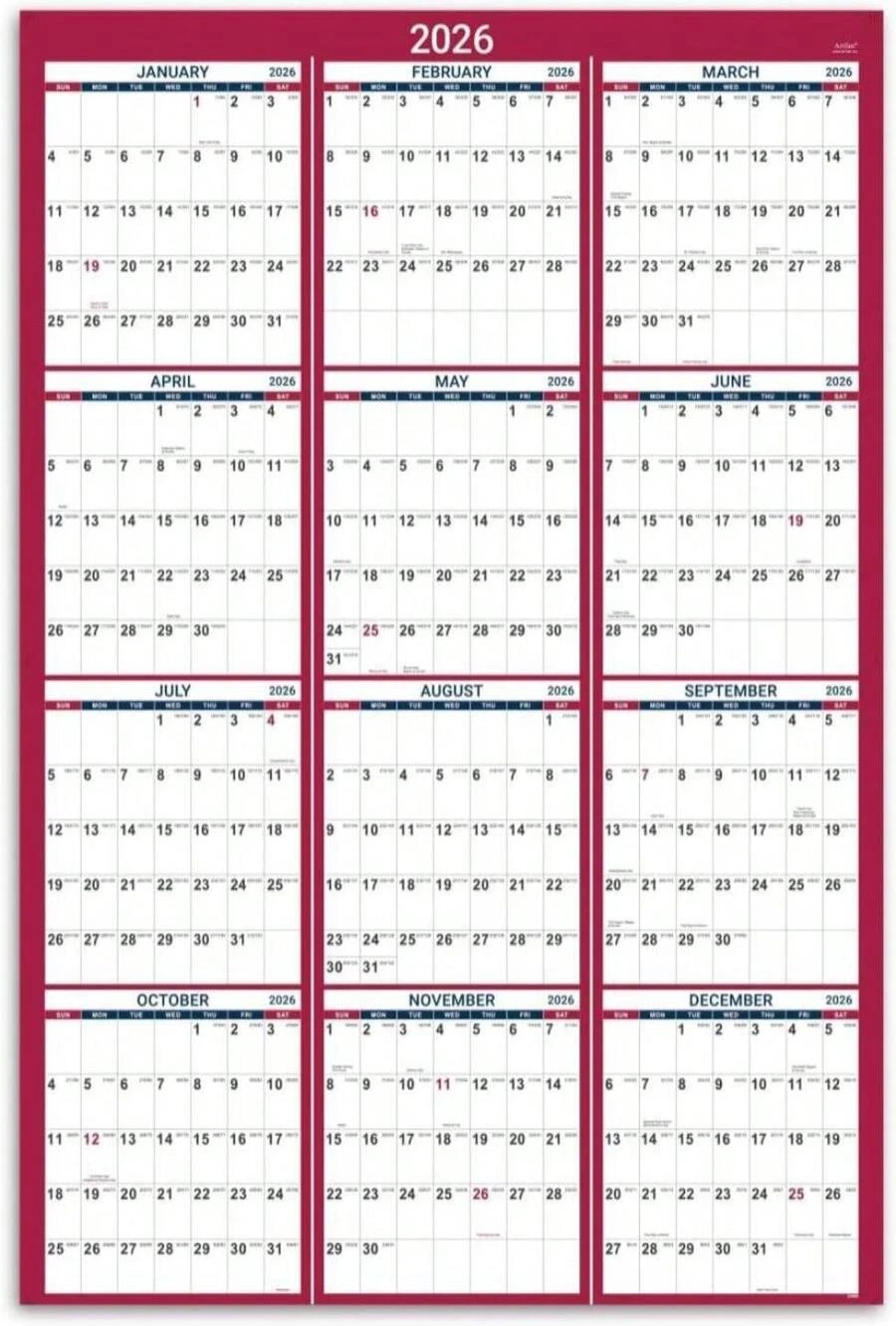 2026 Yearly Wall Calendar - Wall Calendar 2026, Jan. 2026 - Dec. 2026 ...