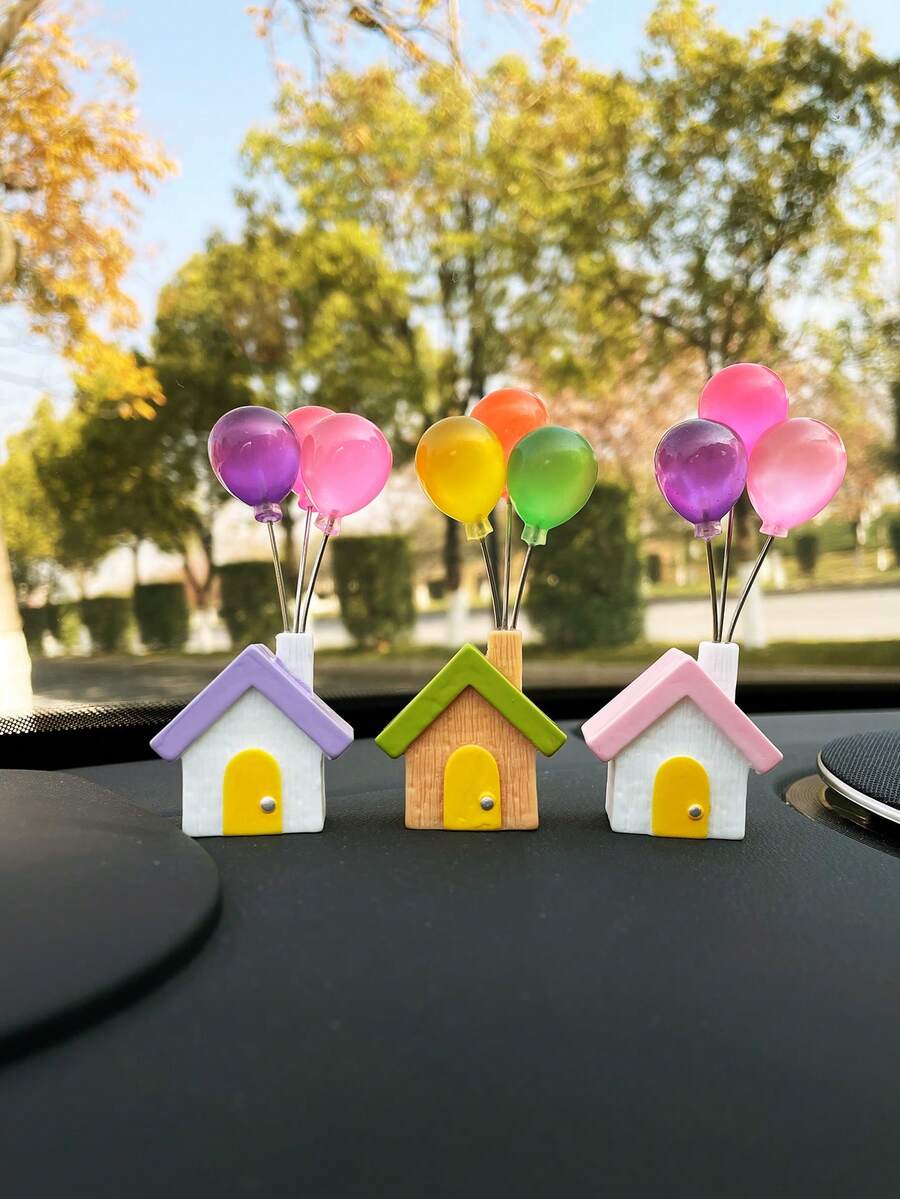 Cartoon House Balloon Car Decor, Creative Car Ornament For Dashboard ...