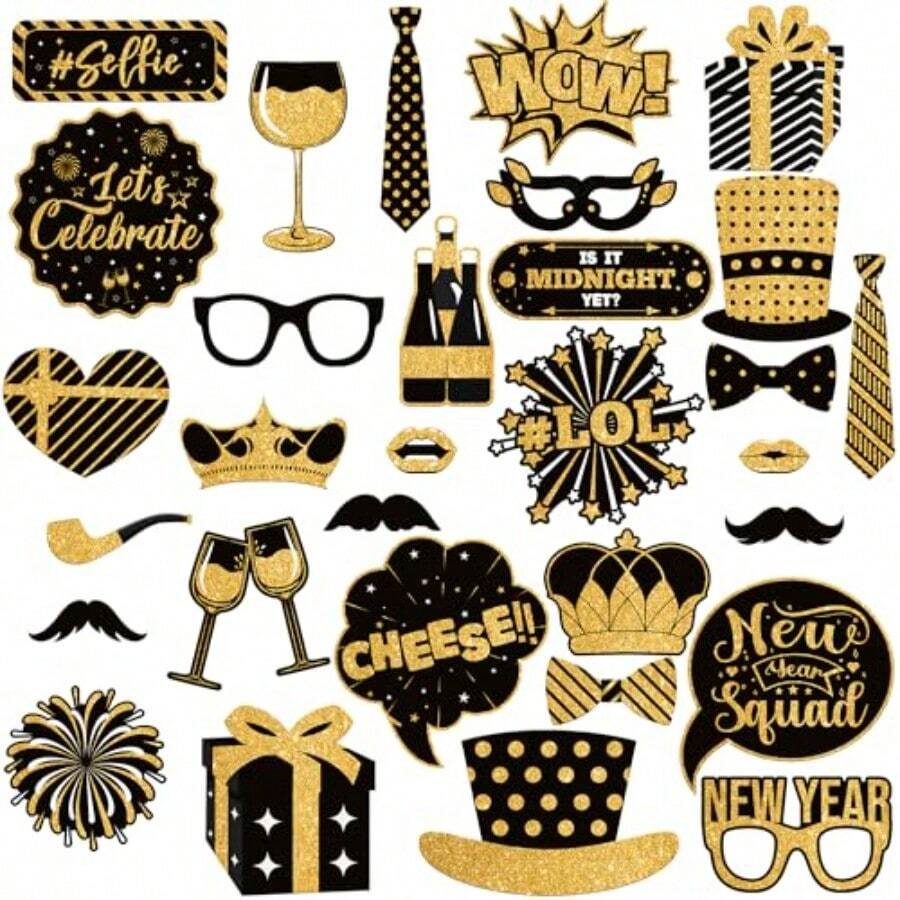 New Years Photo Booth Props 2026 - Pack Of 35 New Years Eve Photo Booth ...