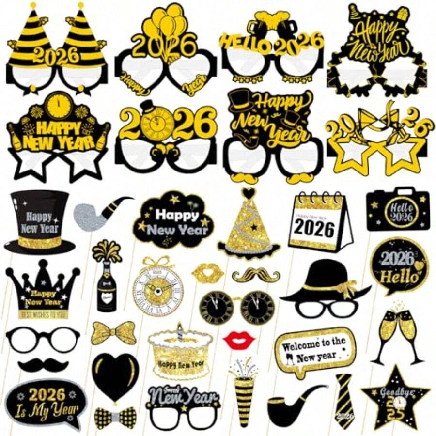 New Years Photo Booth Props 2026 New Years Eve Photo Booth Props With ...