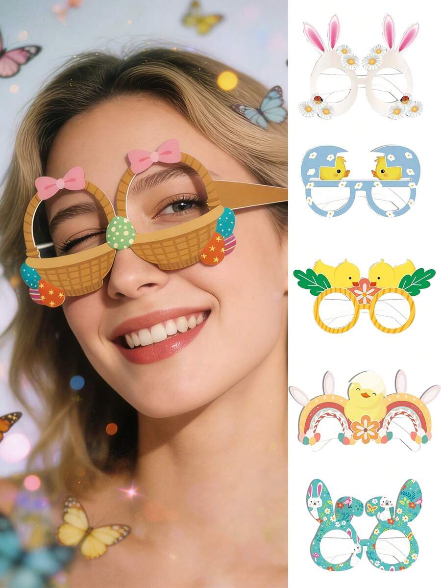 12pcs Easter Party Glasses, Wholesale Paper Rabbit, Chick, Egg Shaped ...