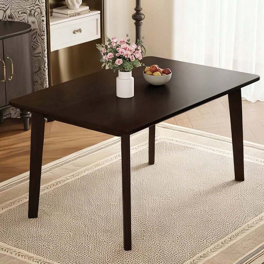 MERAX Rustic Farmhouse Dining Table - Solid Wood Frame, Minimalist ...
