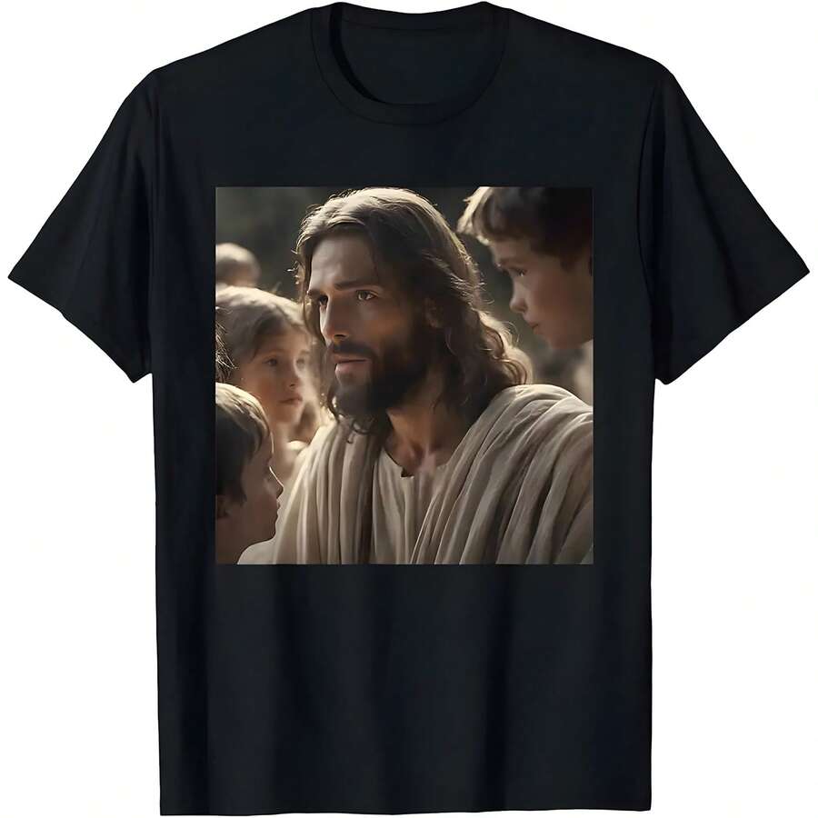 Vintage Jesus With Kids Face Of Jesus Portrait Christ T-Shirt | SHEIN USA