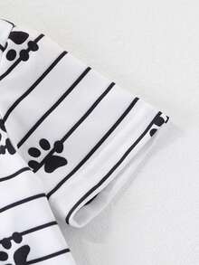 2pcs Baby Boy Cute Cartoon Puppy Footprint Digital Print Knit Short ...
