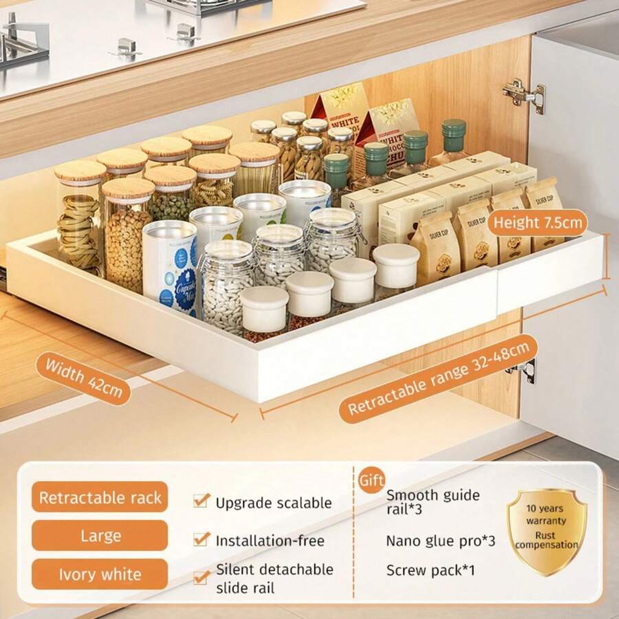 New Retractable Storage Rack With Slide Rails Pull-Out Kitchen Drawer ...