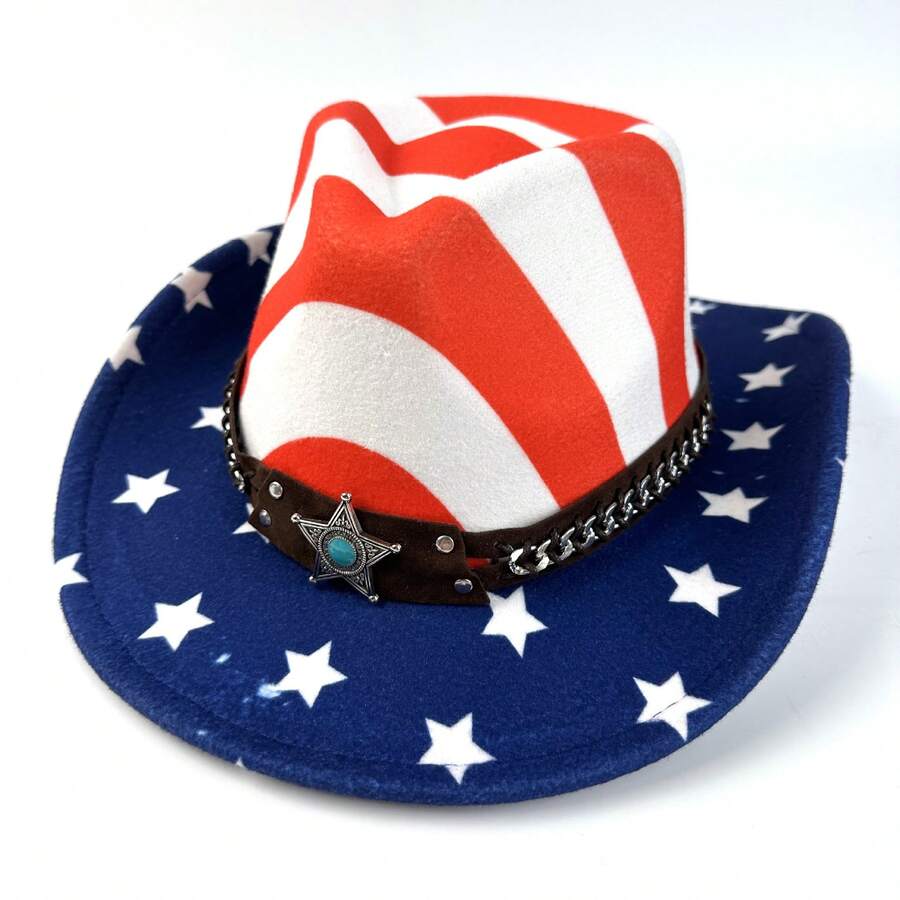 American Flag Cowboy Hat Patriotic USA Western Hat 4th Of July Party ...