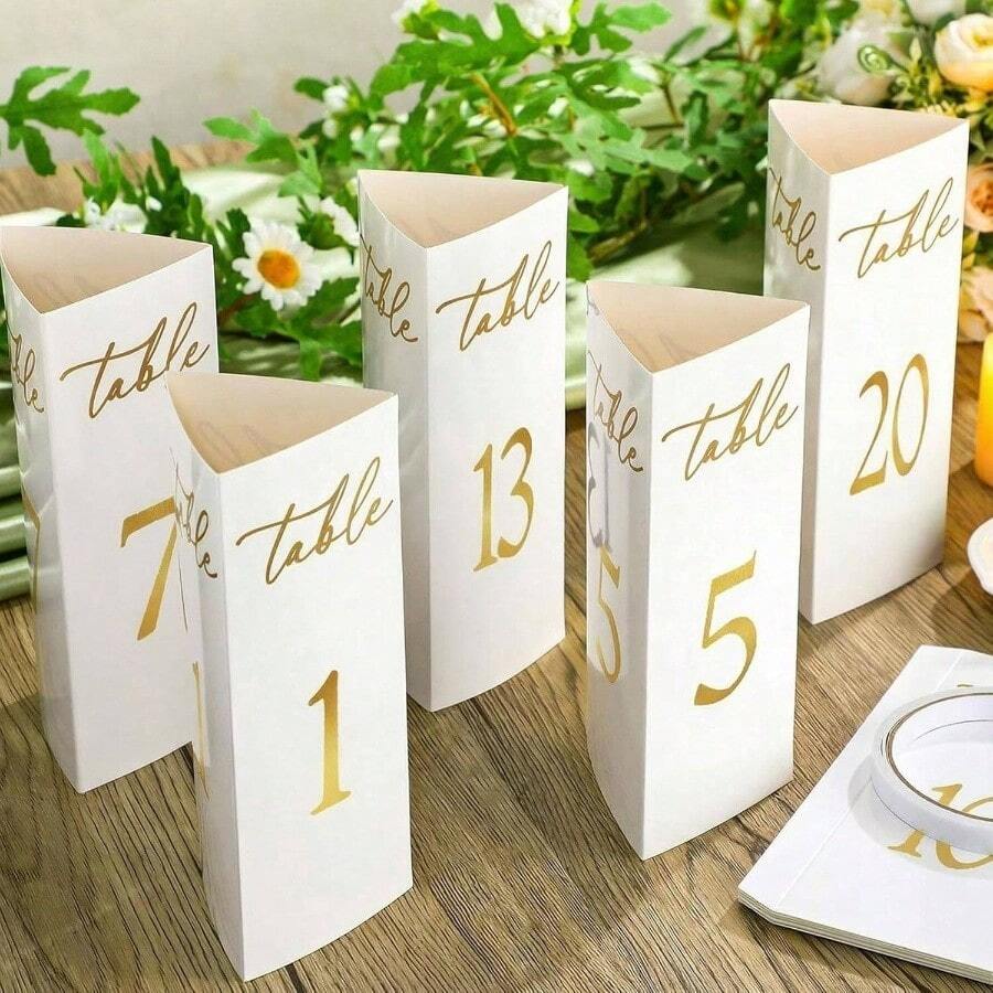 Trifold Wedding Table Numbers 1 - 20 Paper Table Number Cards Black And ...