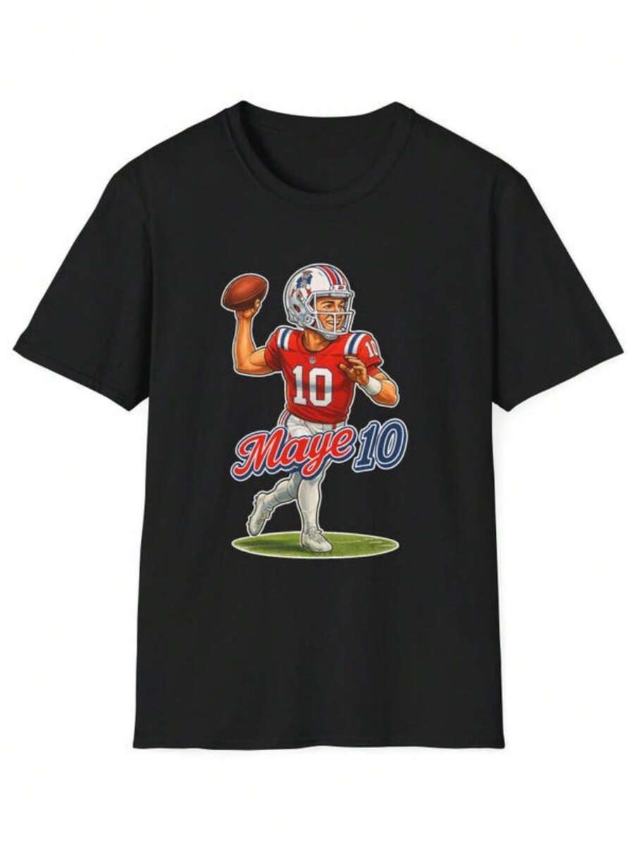 Drake Maye Patriots Cartoon Caricature Shirt Design | SHEIN USA