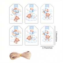 12/36/54 unidades de etiquetas de papel rosa e azul com tema de urso ...