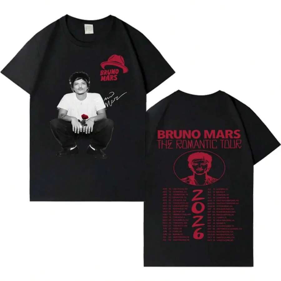 Rapper Bruno Mars Trendys Album Tour Tshirts Mens Womens 2026 Oversized ...