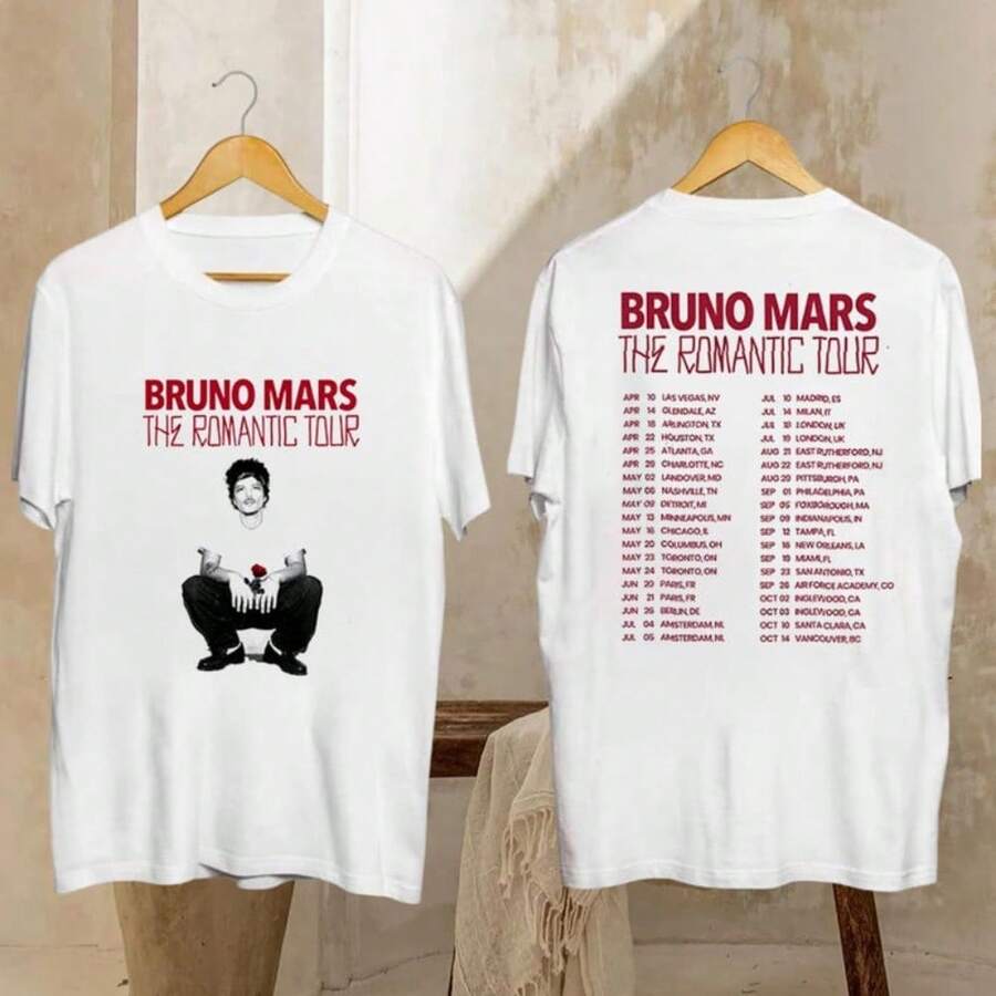 Bruno Mars The Romantic Tour 2026 T-Shirt, Bruno Mars 2026 Tour Shirt ...